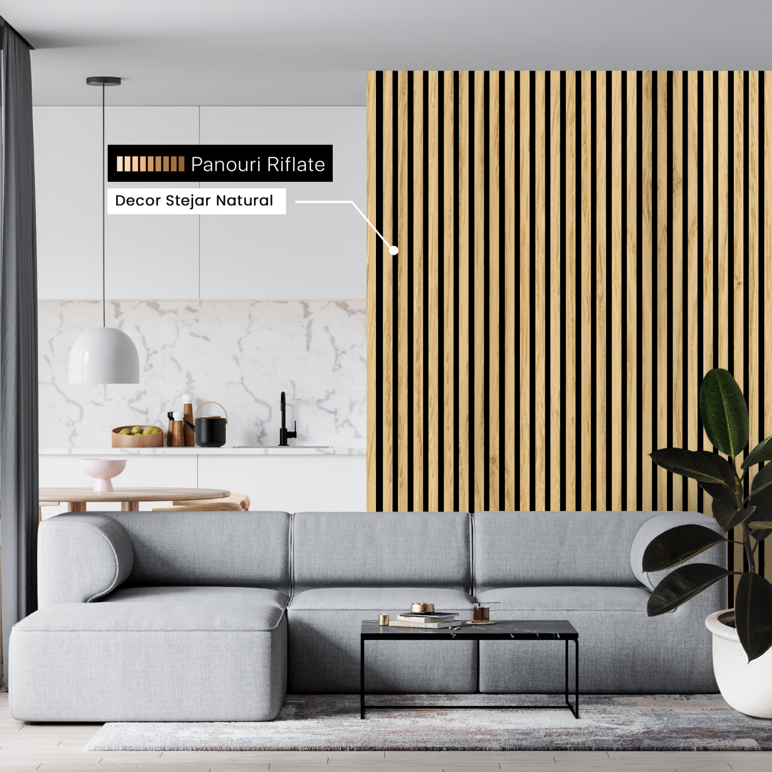 Panou Riflat Furnir Stejar 2800 x 200 x 19 mm (Î x L x A) - Panouri ...