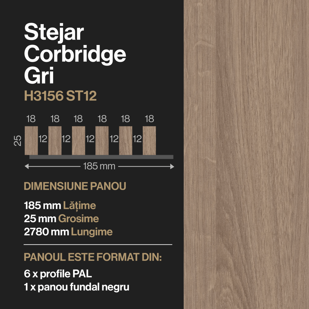 Panou Riflat Furnir Stejar 2800 x 200 x 19 mm (Î x L x A) - Panouri ...